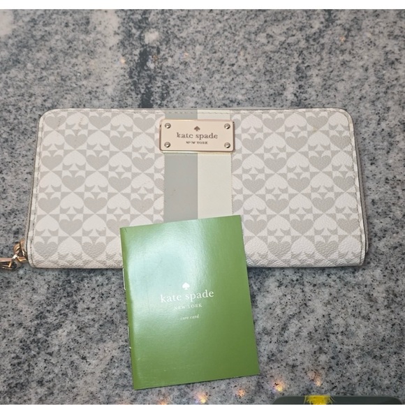 kate spade | Bags | Kate Spade Gray White Print Wallet Stripes In The ...